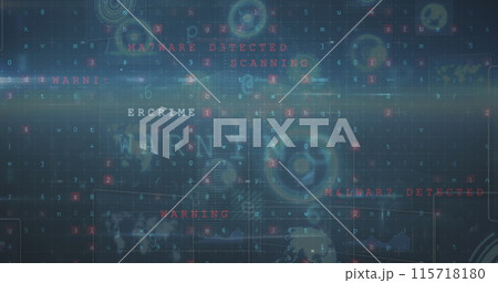 Image of cyber attack warning text and data...のイラスト素材 [115718180] - PIXTA