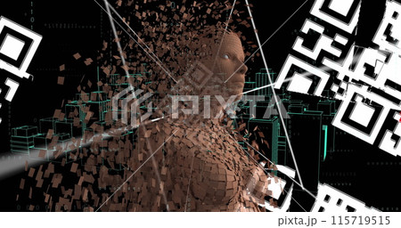 Image of qr code scanner over human body model...のイラスト素材 [115719515 ...