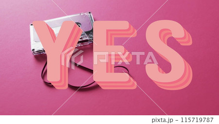 Image of yes text over tape on pink backgroundのイラスト素材 [115719787] - PIXTA
