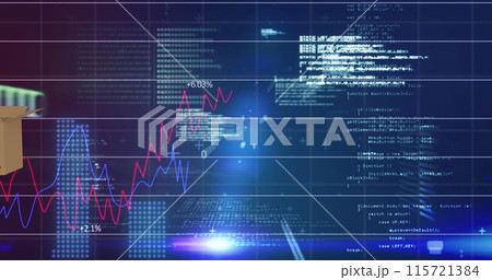 Image of binary coding and data processing over...のイラスト素材 [115721384] - PIXTA