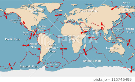 Global Tectonic Plates Mapのイラスト素材 [115746499] - PIXTA