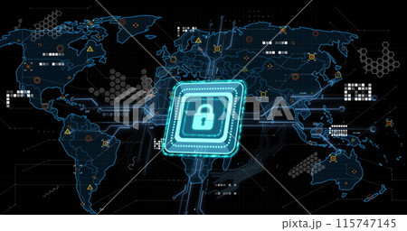 Image of online security padlock, markers and...のイラスト素材 [115747145] - PIXTA