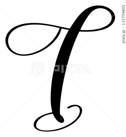 Hand drawn vector calligraphy letter capital I....のイラスト素材 [115759605 ...