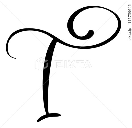 Hand drawn vector calligraphy letter capital I....のイラスト素材 [115759646 ...