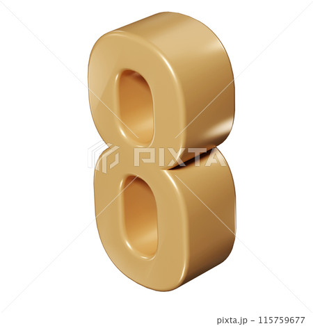 3d number eight 8 golden or bronze shining...のイラスト素材 [115759677] - PIXTA