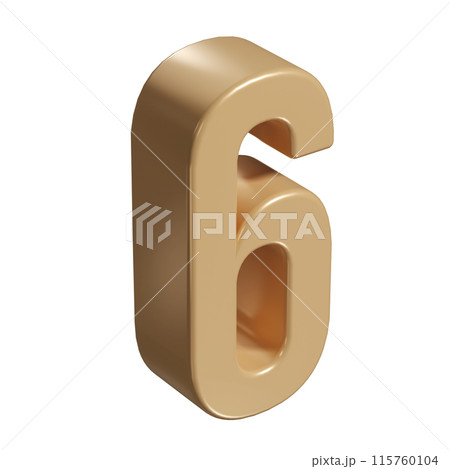 3d number six 6 golden or bronze shining...のイラスト素材 [115760104] - PIXTA