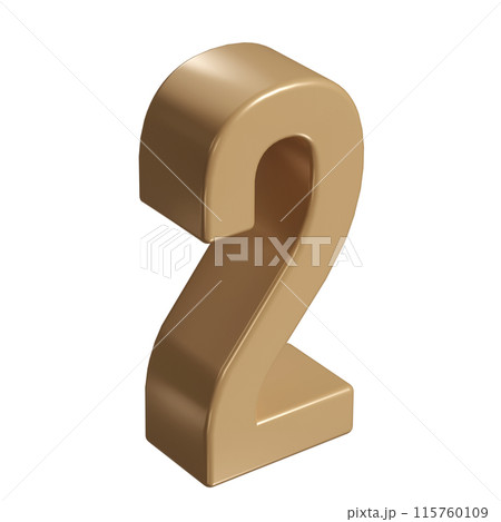3d number two 2 golden or bronze shining...のイラスト素材 [115760109] - PIXTA