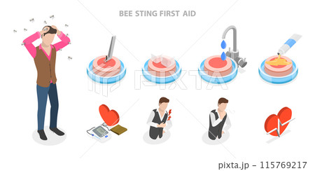 3D Isometric Flat Illustration of Bee Sting...のイラスト素材 [115769217] - PIXTA