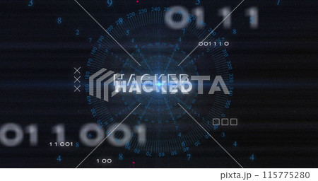 Image of hacked text and data processing over...のイラスト素材 [115775280] - PIXTA
