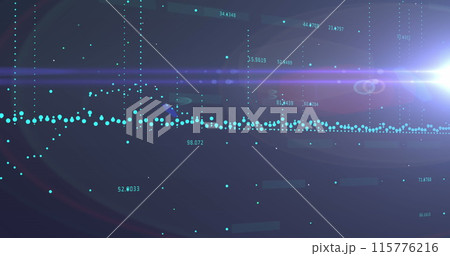 Image of graphs, increasing numbers and lens...のイラスト素材 [115776216] - PIXTA