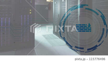 Image of firewall icon in loading circles over...のイラスト素材 [115776496 ...