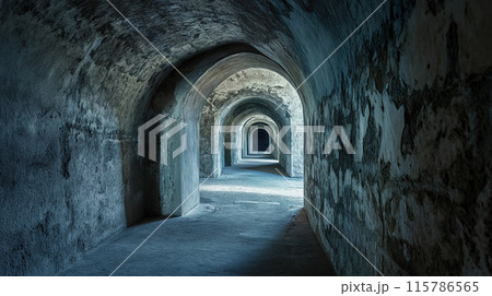 Arched tunnels leading into darkness.のイラスト素材 [115786565] - PIXTA