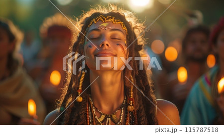 Summer solstice. People of different cultures...のイラスト素材 [115787518] - PIXTA