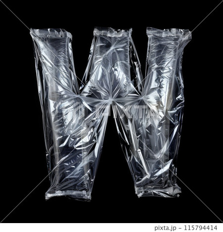 Transparent Inflated Plastic Letter W on Black...のイラスト素材 [115794414 ...