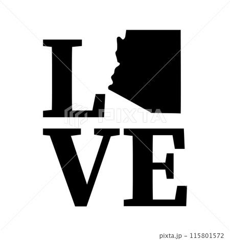 Love Arizona lettering with map. USA patriotic...のイラスト素材 [115801572 ...