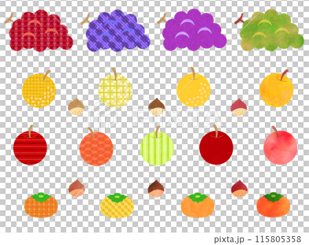 Pop autumn fruit icon set - Stock Illustration [115805358] - PIXTA