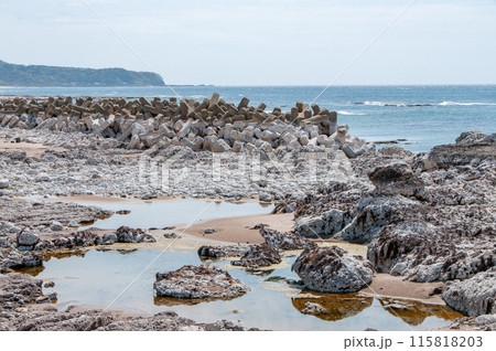 能登半島地震で隆起した海岸 3の写真素材 [115818203] - PIXTA