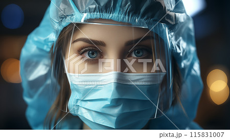 The camera focuses sharply on human face...のイラスト素材 [115831007] - PIXTA