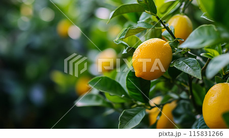 lemons plantation in the garden in the sun grow...のイラスト素材 [115831266 ...
