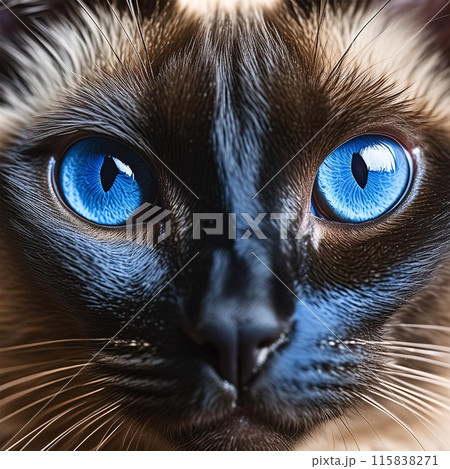 Siamese cat, slender, vocal, blue eyes, pointed...のイラスト素材 [115838271 ...