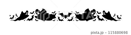 Halloween frame border and divider with ghosts...のイラスト素材 [115880698 ...