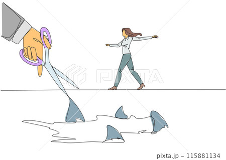 Single one line drawing businesswoman walking...のイラスト素材 [115881134] - PIXTA