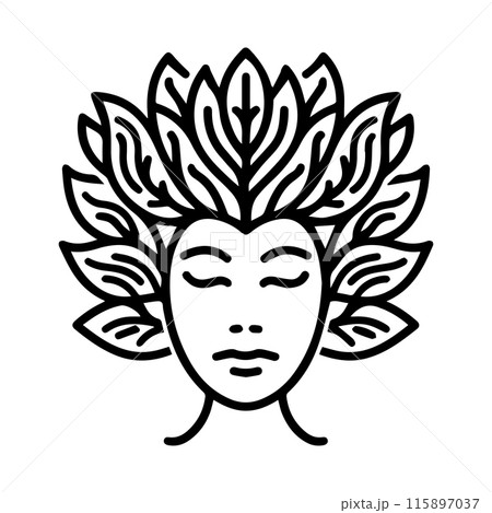 Dryad icon or modern line symbol. Vector line...のイラスト素材 [115897037] - PIXTA