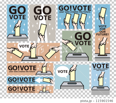 Vector illustration set of voting in a ballot box - Stock Illustration ...
