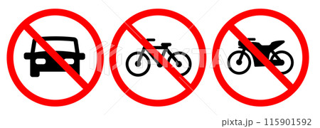 Restricted prohibit car motorcycle bike bicycle...のイラスト素材 [115901592 ...