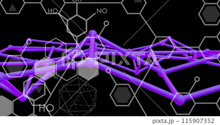 Image of shapes over chemical formulaのイラスト素材 [115907352] - PIXTA
