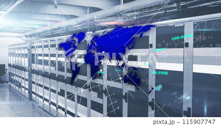 Image of blue world map and maths calculations...のイラスト素材 [115907747] - PIXTA