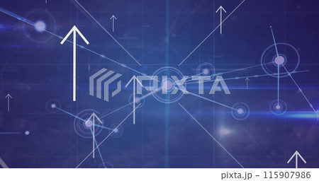 Image of arrows over network of connections on...のイラスト素材 [115907986 ...