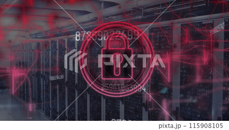Image of padlock in circle, numbers and...のイラスト素材 [115908105] - PIXTA
