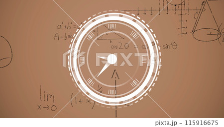 Image of clock moving over math formulas over...のイラスト素材 [115916675] - PIXTA