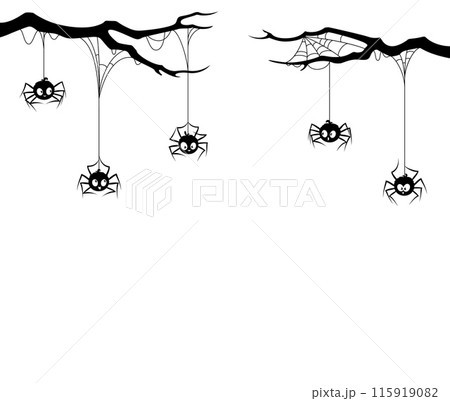 Spider border with tree branches and cobweb,...のイラスト素材 [115919082] - PIXTA