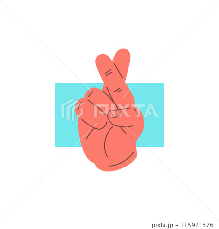 Human hand with two crossed fingers promise...のイラスト素材 [115921376] - PIXTA