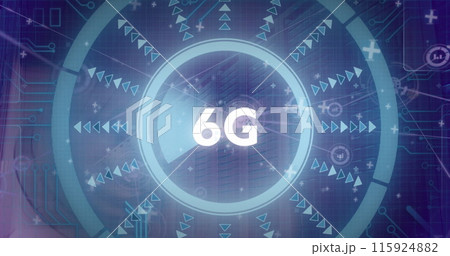 Image of 6g text and data processing over...のイラスト素材 [115924882] - PIXTA