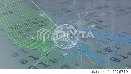 Image of globe, binary coding with networks of...のイラスト素材 [115926719] - PIXTA