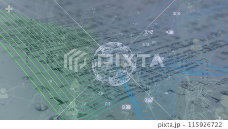 Image of globe, binary coding with networks of...のイラスト素材 [115926722] - PIXTA