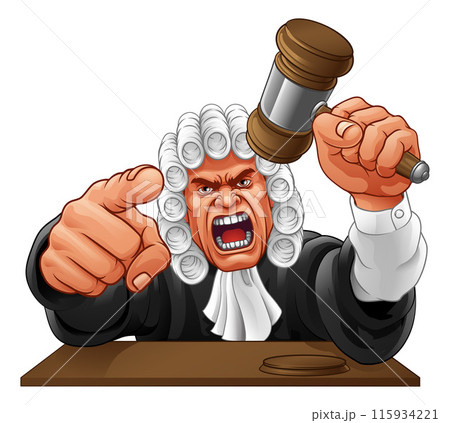 Angry Judge Hammer Gavel Cartoon Characterのイラスト素材 [115934221] - PIXTA