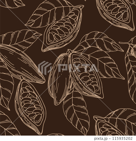 seamless pattern of cocoa beans, fruits and...のイラスト素材 [115935202] - PIXTA