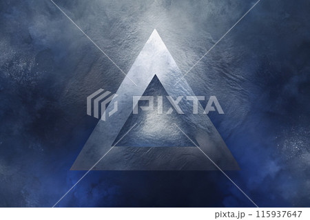 Gray triangle on a shabby grunge blue wall....のイラスト素材 [115937647] - PIXTA