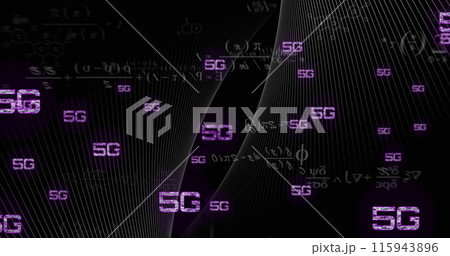 Image of 5g text and data processing on dark...のイラスト素材 [115943896] - PIXTA