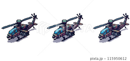 Pixel art military helicopter vibrant colors...のイラスト素材 [115950612] - PIXTA