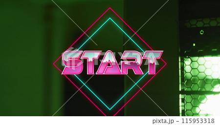 Image of start text with shapes over green...のイラスト素材 [115953318] - PIXTA