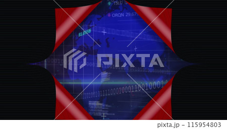 Image of paper opening over map, binary codes,...のイラスト素材 [115954803] - PIXTA