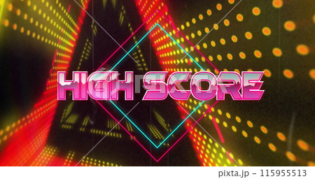 Image of high score text banner against neon...のイラスト素材 [115955513] - PIXTA