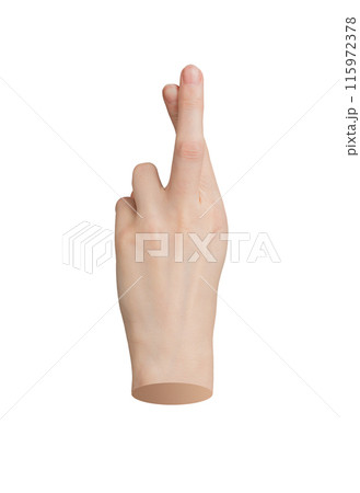 Finger crossed gesture for luck Isolated hand,...の写真素材 [115972378] - PIXTA