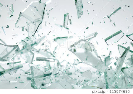 Shattered glass pieces floating in midairのイラスト素材 [115974656] - PIXTA
