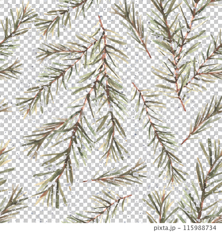Pine or fir tree branches seamless pattern on... - Stock Illustration ...